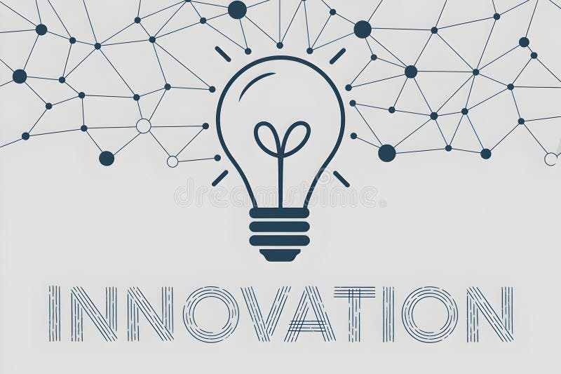 Stylized Bulb with INNOVATION Against a Blue Mesh Pattern Stock ...