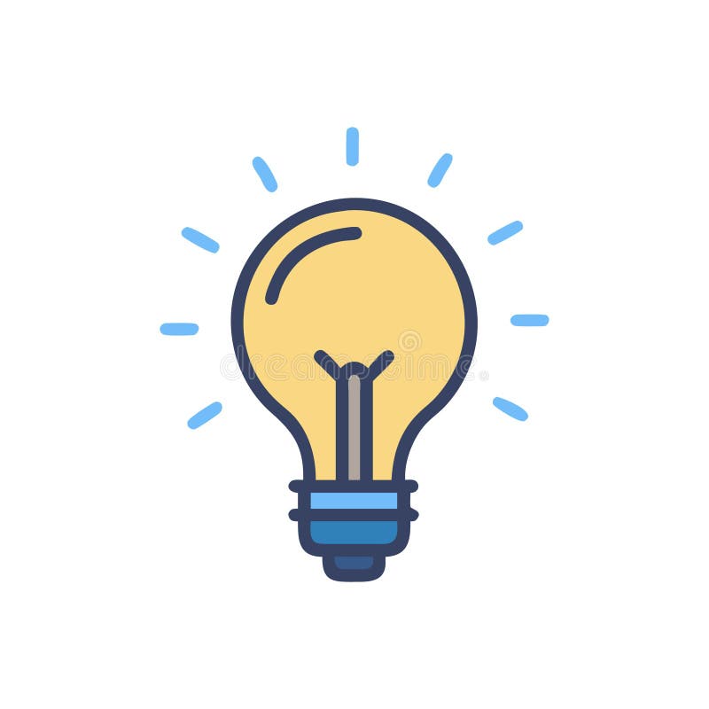 Stylized Lightbulb Icon Radiating Light on a White Backround Stock ...