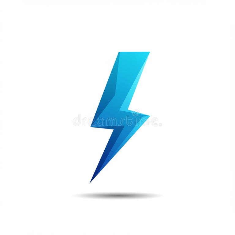 A Stylized Lightning Bolt Icon Features a Vibrant Gradient of Blue ...