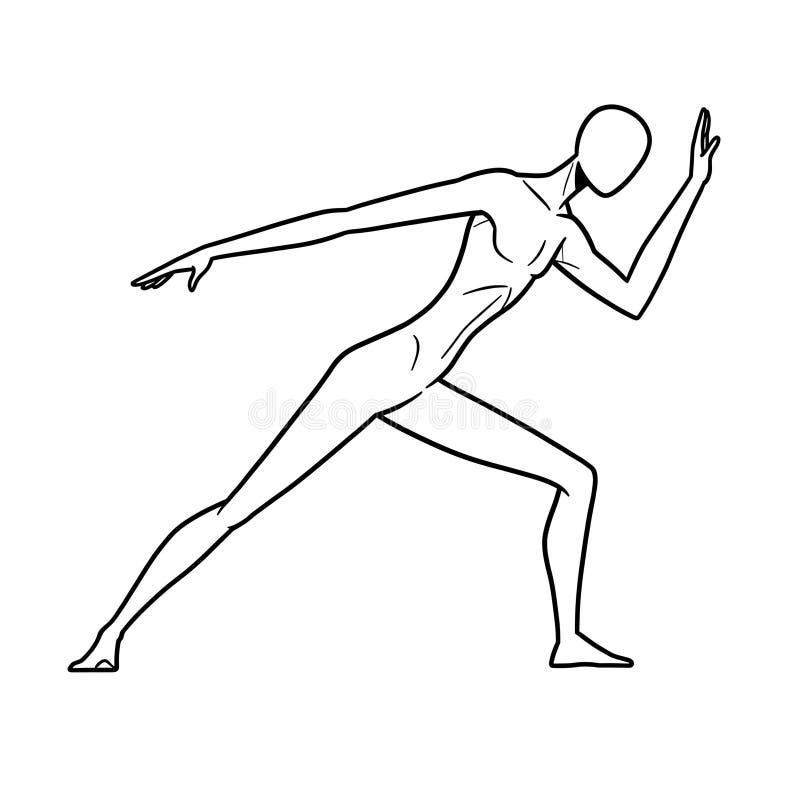 Stylized Line Drawing of a Gender-neutral Human Figure in a Dynamic ...