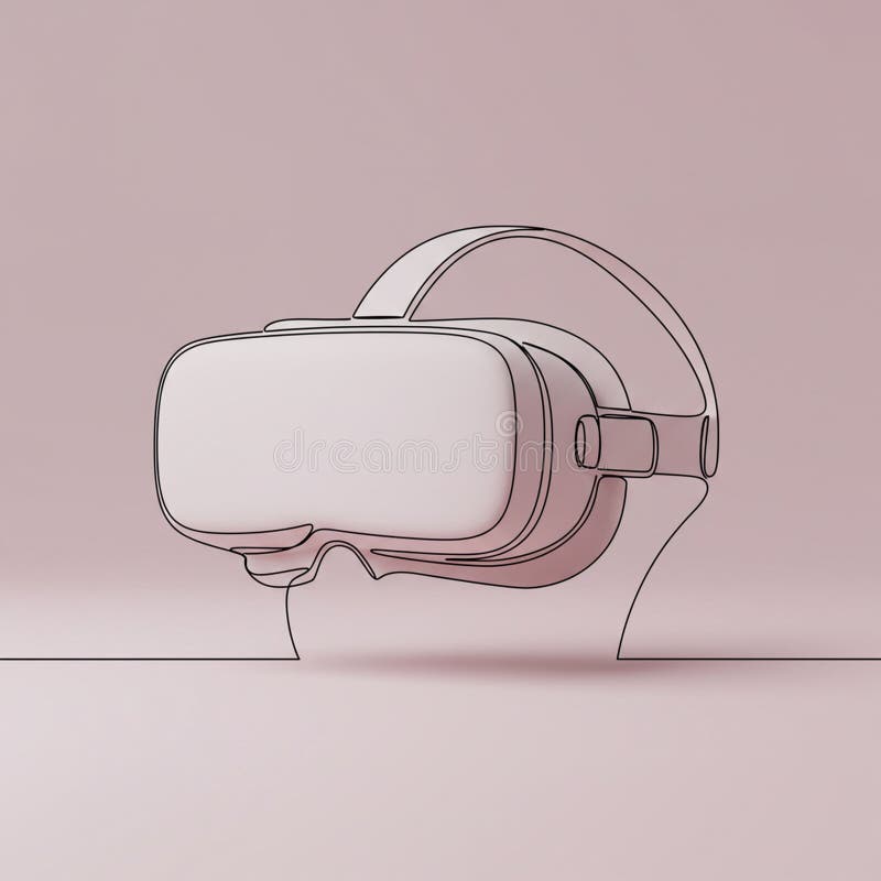 A Stylized Line Drawing of a Virtual Reality Headset Against a Soft ...