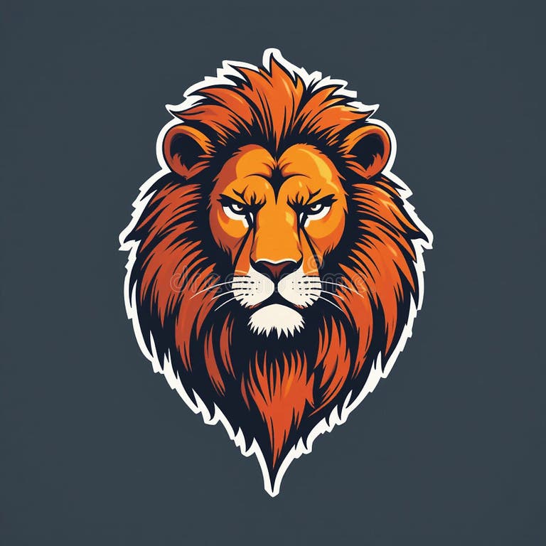 Stylized Lion Illustration Featuring a Bold, Symmetrical Design. the ...
