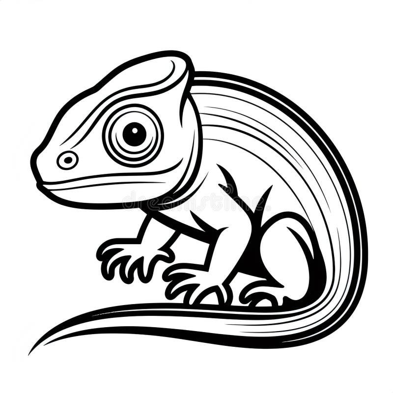 Stylized Lizard Profile, Curved Tail Creating Elegant Graphic Design ...