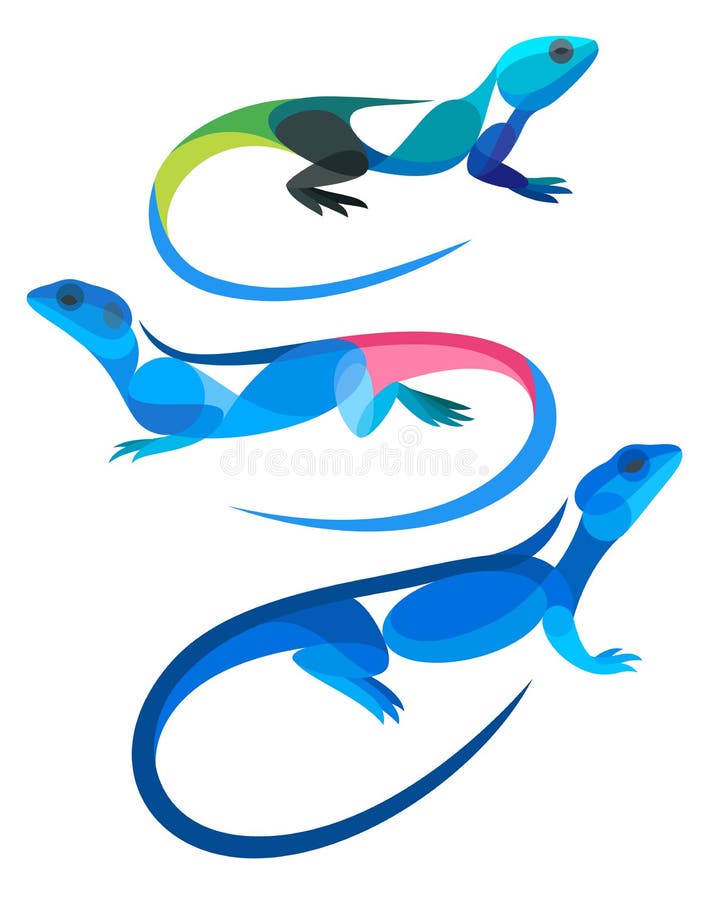 Lizards Vector Set in Flat Style Design. Different Kind of Lizard ...