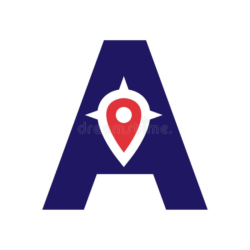 Blue Letter a with Red Map Pin Showing Navigation and Location Stock ...