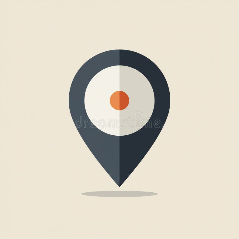 Stylized Location Pin Icon Against a Light Beige Background. the Pin is ...