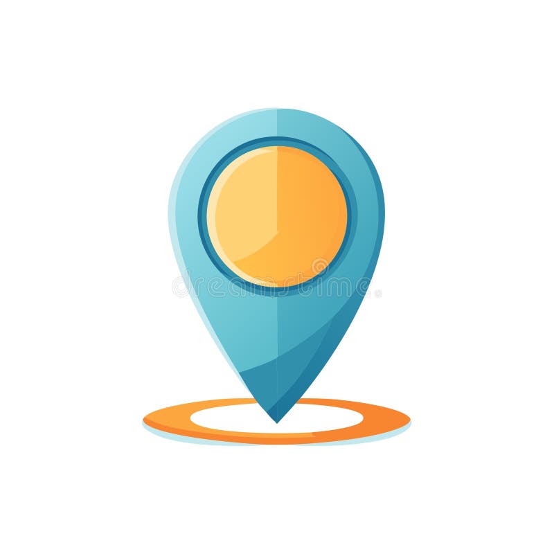 Stylized Location Pin Icon with Highlighted Spot on Map Vector Graphic ...