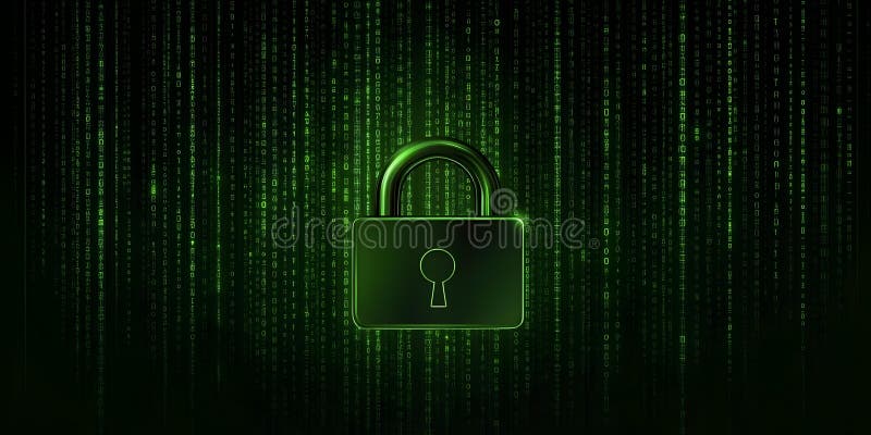 Stylized Lock with Digital Background Stock Illustration - Illustration ...