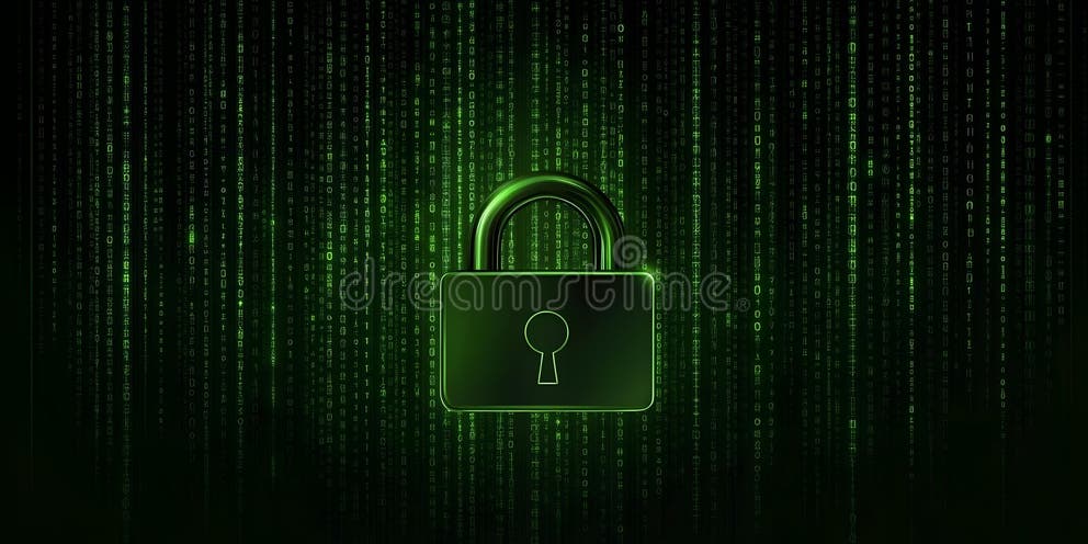 Stylized Lock with Digital Background Stock Illustration - Illustration ...