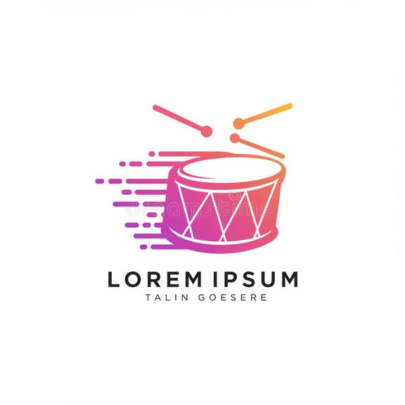 Stylized Logo of a Drum with Drumsticks, Created in a Gradient of Pink ...