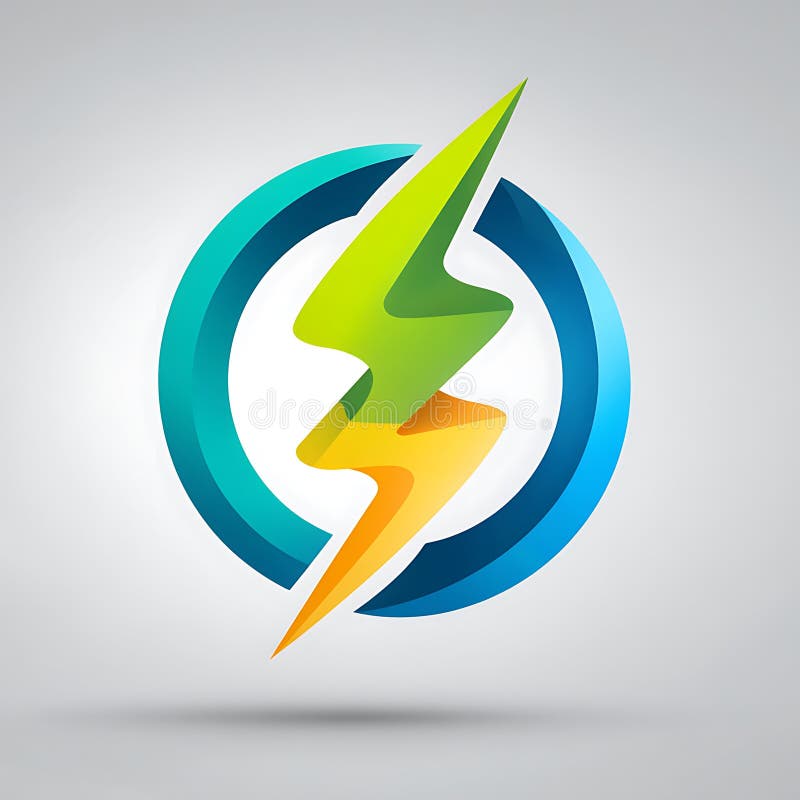 Stylized Logo with a Dynamic Lightning Bolt in the Center. the Bolt ...