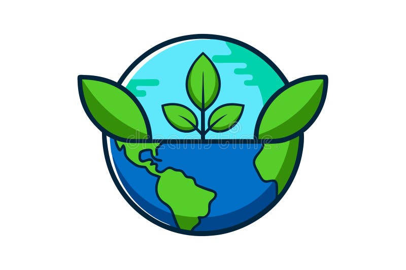 Stylized Logo for Earth Day with a Green Plant Growing from the Earth ...