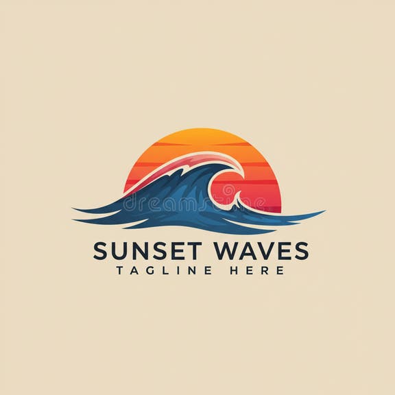 Stylized Logo Featuring a Blue Wave Cresting in Front of an Orange and ...