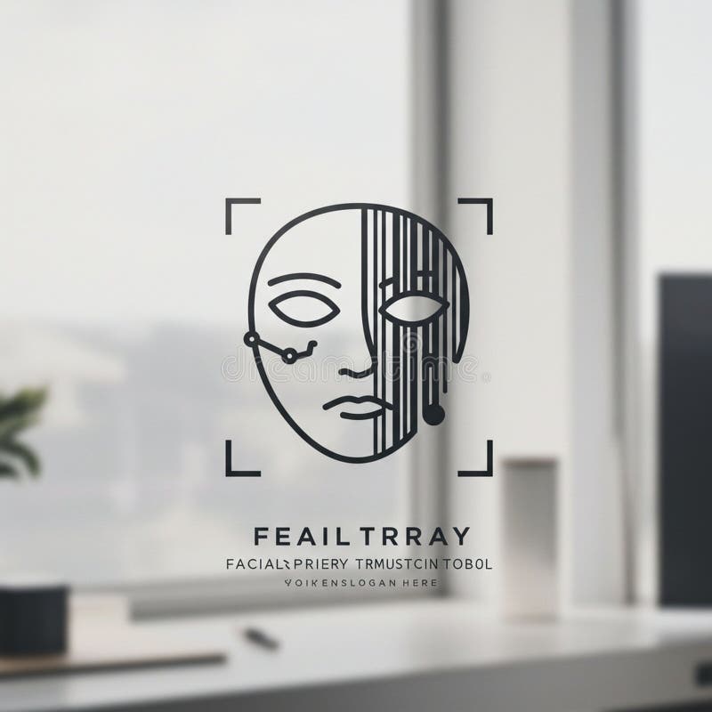 Stylized Logo Featuring a Face, Divided into Two Halves. the Left Side is Minimalist with Stock ...