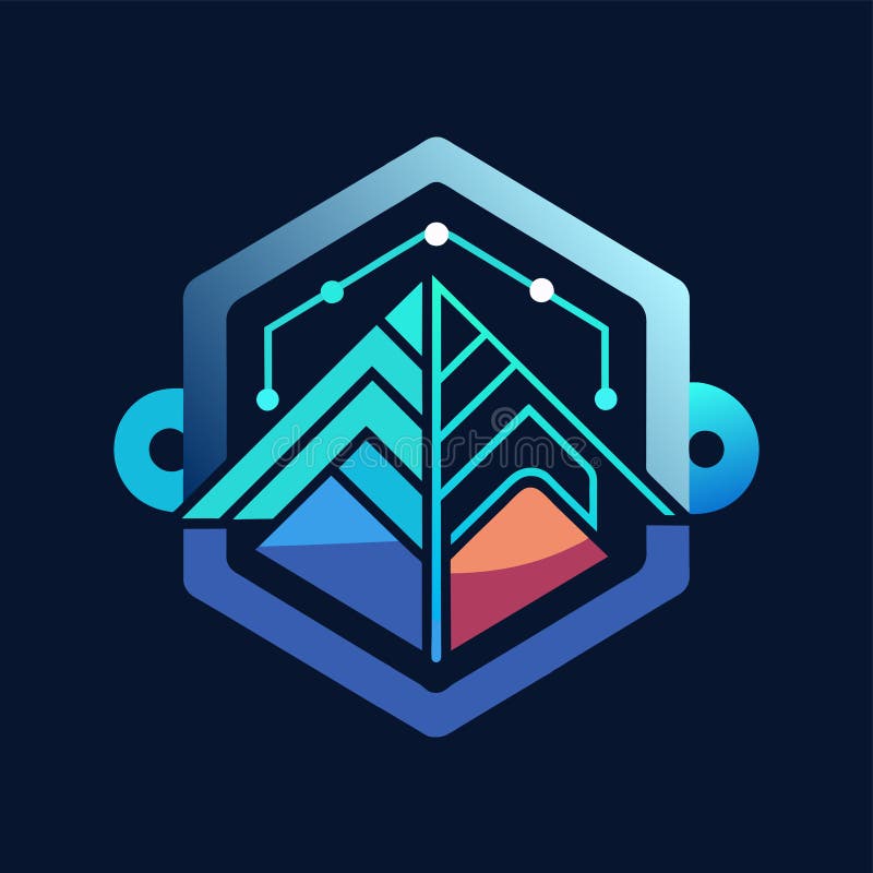 Stylized Logo Featuring Geometric Shapes on a Dark Backdrop, a ...