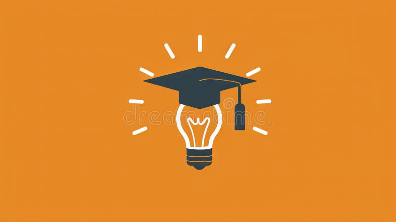 Stylized Logo Featuring a Graduation Cap and a Light Bulb. Stock ...