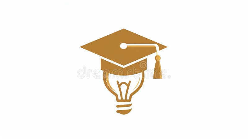 Stylized Logo Featuring a Graduation Cap and a Light Bulb. Stock ...