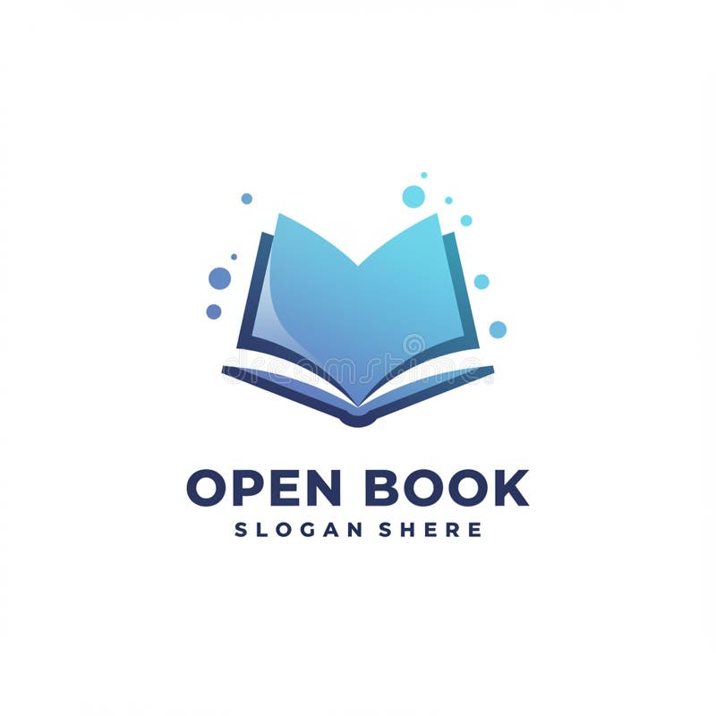 Stylized Logo Featuring an Open Book with a Blue Gradient Color Scheme ...