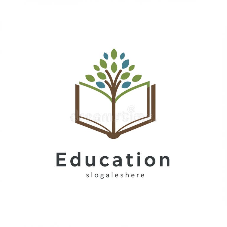 Stylized Logo Featuring an Open Book with a Tree Growing from Its Pages ...