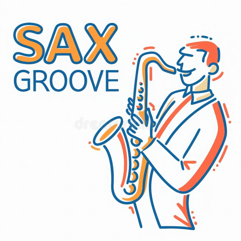 Sax Groove Logo with Classic Jazz Saxophonist Illustration Stock ...