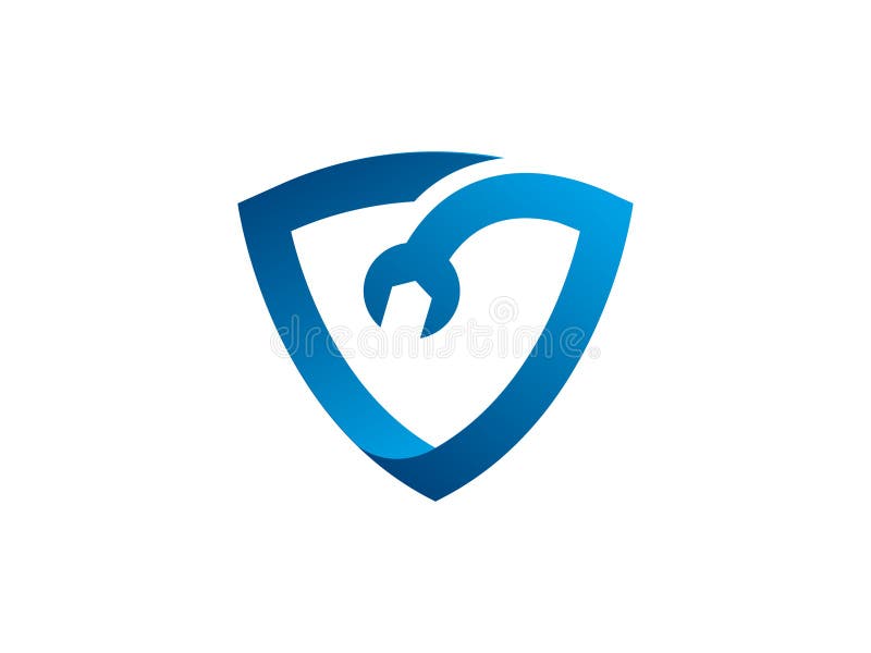A Stylized Logo Showcasing a Wrench within a Protective Shield ...