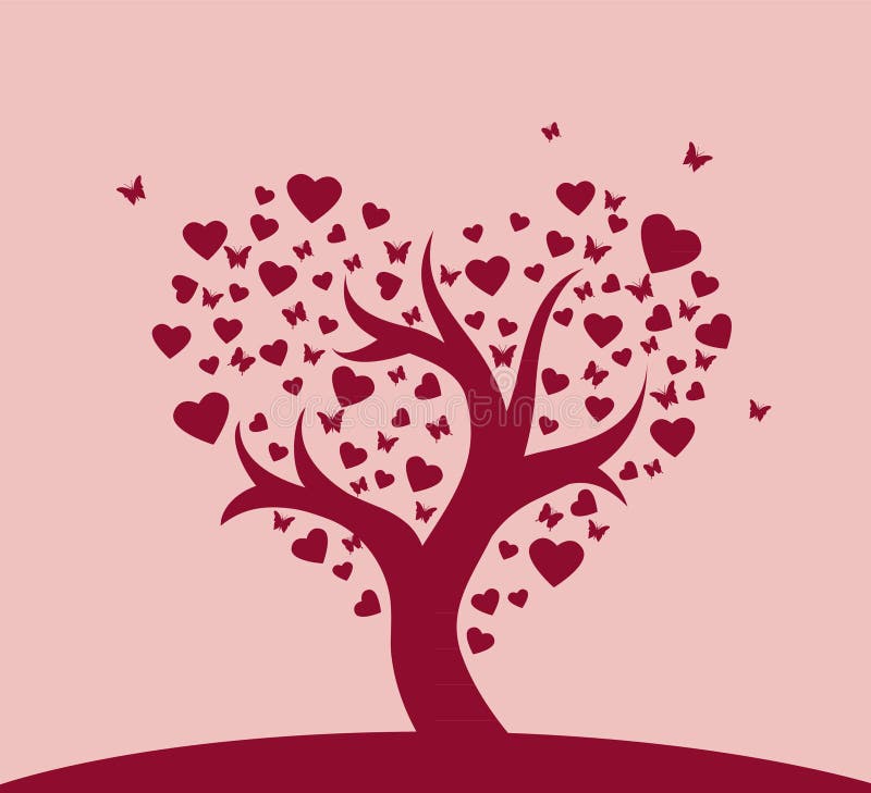 Stylized love tree stock vector. Illustration of butterfly - 28087448