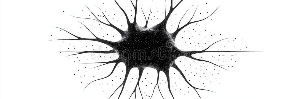 Stylized Low Poly Black Neuron with Axons in a Modern Vector ...