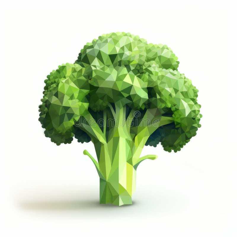 Stylized Low Poly Broccoli on White Background Stock Illustration ...