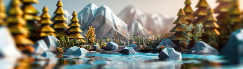 Stylized Lowpoly 3D Landscape Stock Illustration - Illustration of ...