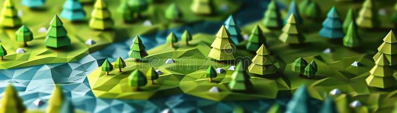 Stylized Lowpoly 3D Landscape Stock Illustration - Illustration of ...