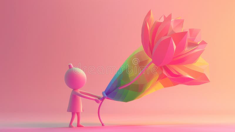 Stylized Low Poly 3D Render Symbolizes Growth and Pride Stock ...