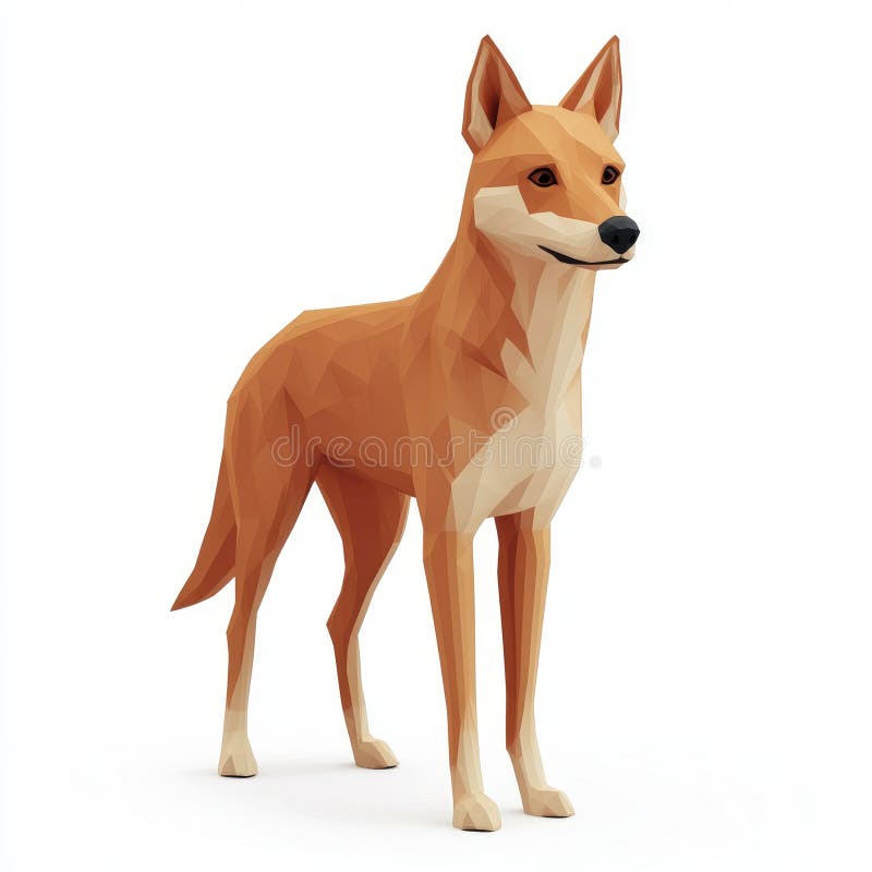 Low-Poly Dingo Dog, Australian Wild Canine in 3D Rendering Stock ...