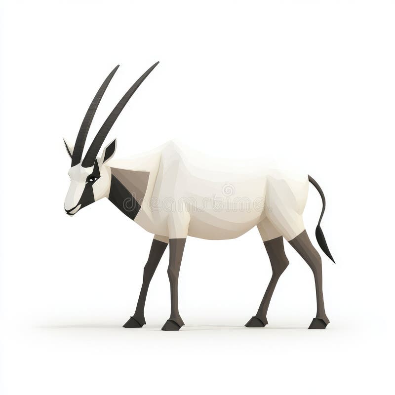 Elegant Arabian Oryx Low Poly 3D Render Stock Illustration ...