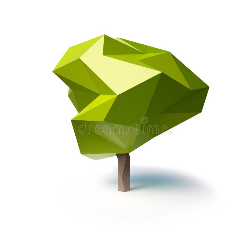 Stylized low poly tree stock illustration. Illustration of color - 62693115