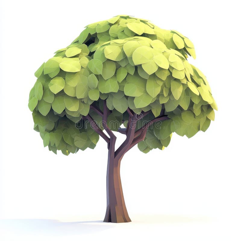 A Stylized, Low-poly Tree with Lush Green Leaves and a Brown Trunk ...