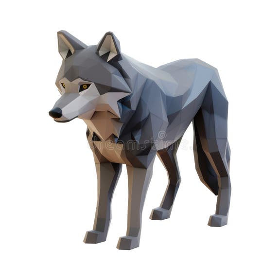 Low-poly Wolf 3D Model, Gray Canid in Polygon Style Stock Illustration ...