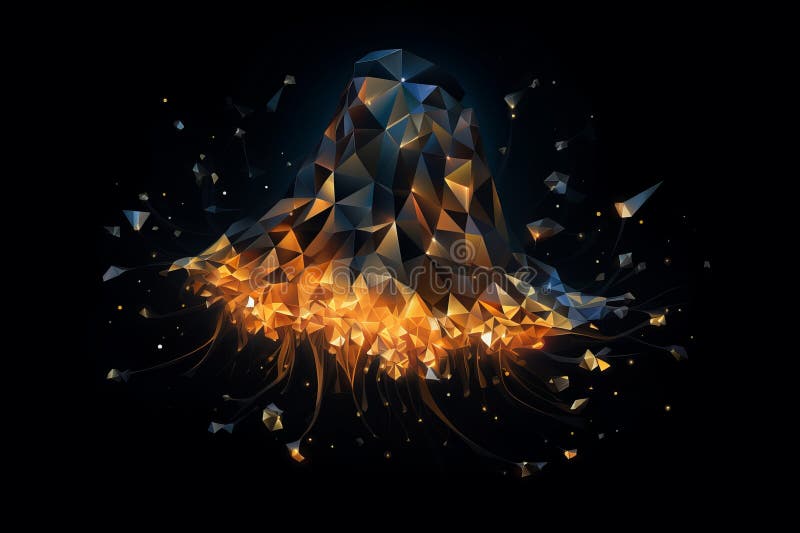 Stylized Low Polygon Illustration of a Radiant Graduation Cap Against a ...