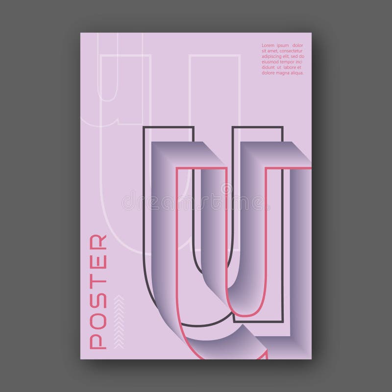 Stylized Lowercase Letter U. Template for Poster, Poster, Cover ...