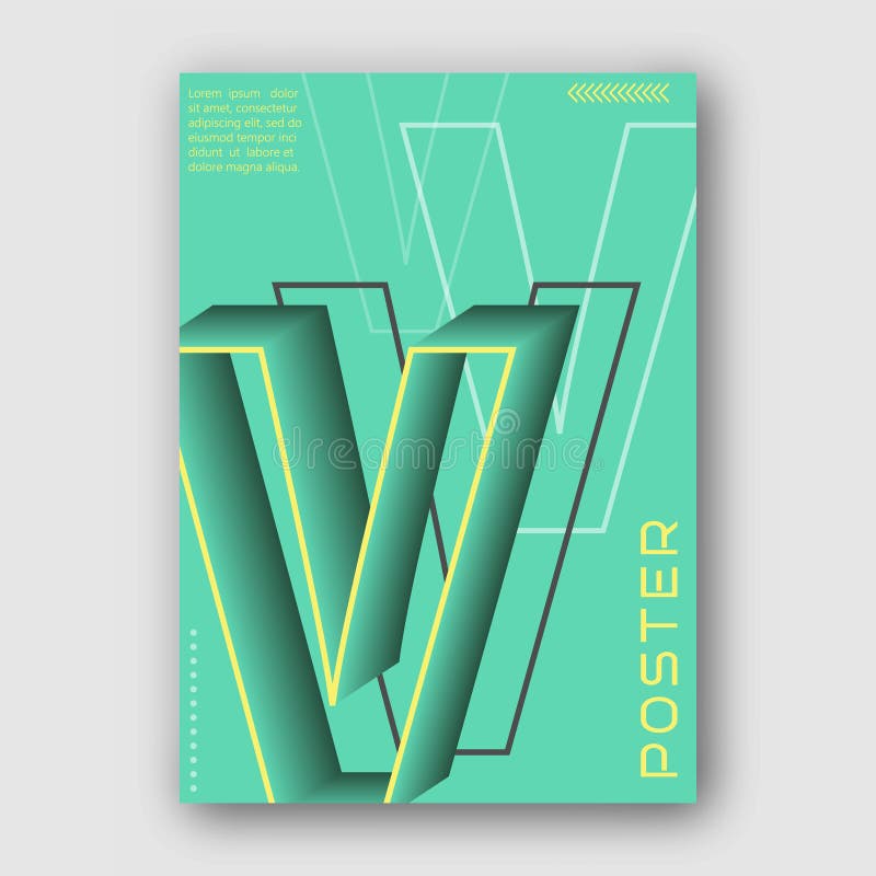 Stylized Lowercase Letter V. Template for Poster, Poster, Cover ...