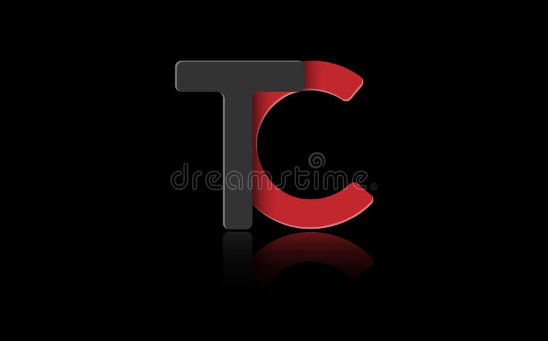 Stylized Lowercase Letters T and C in Red and Black Connected by a ...