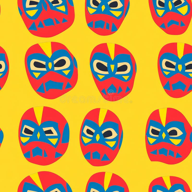 A Stylized Lucha Libre Wrestling Mask Pattern with Bold, Angular ...