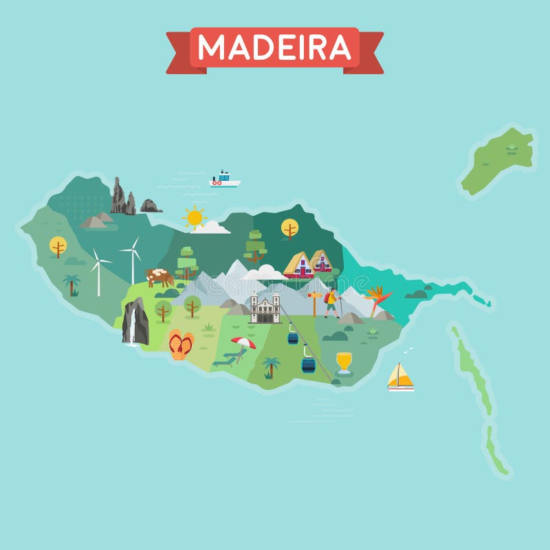 Stylized Madeira Map stock vector. Illustration of cartography - 269020223