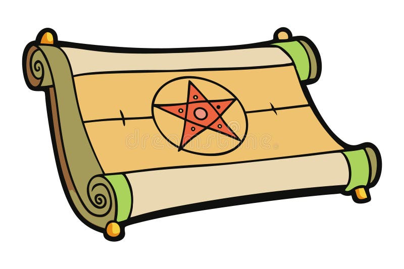 Stylized Magic Spell Scroll Featuring a Pentagram Design, Perfect for ...