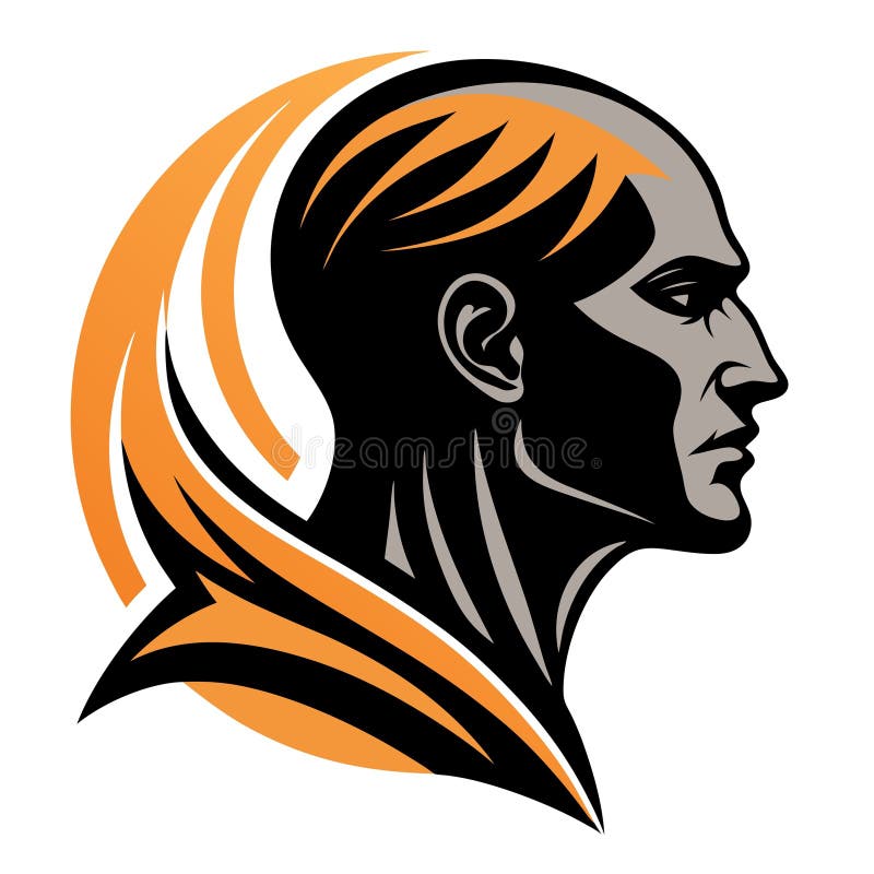 Stylized Male Profile Illustration with Dynamic Hair and Bold Lines for ...