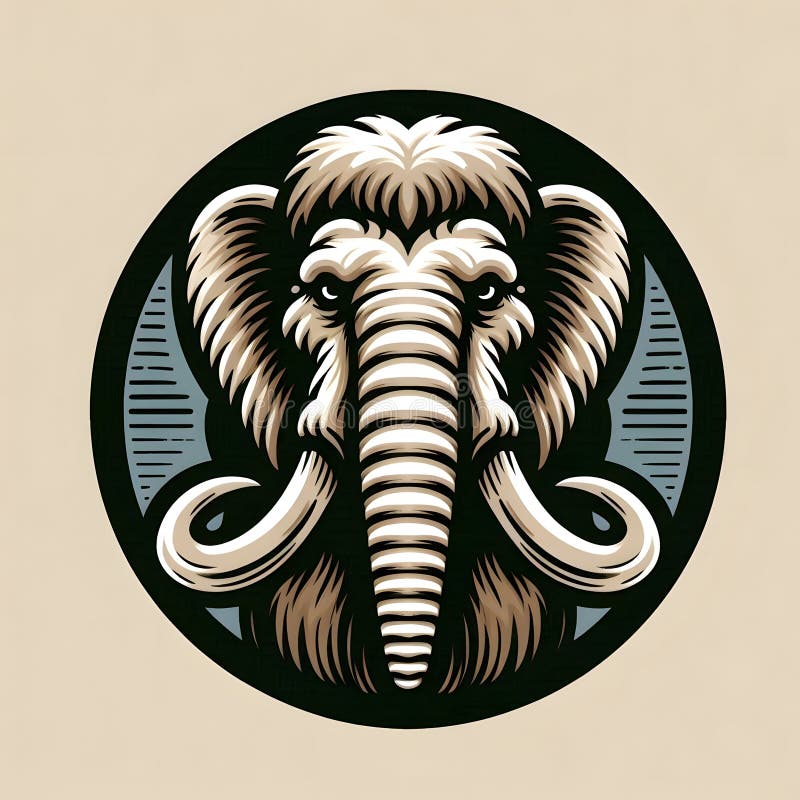 A stylized mammoth head stock illustration. Illustration of vintage ...