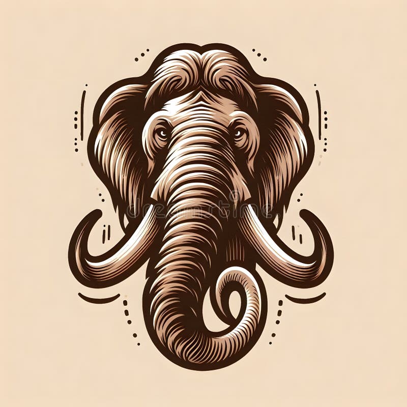 A stylized mammoth head stock illustration. Illustration of details ...