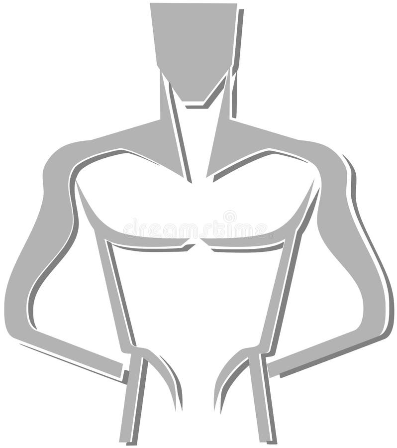 Isolated Stylized Muscular Man in Grey Stock Illustration ...