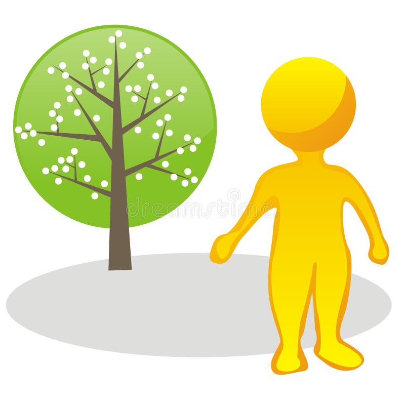 Stylized man and tree stock vector. Illustration of yellow - 15634125