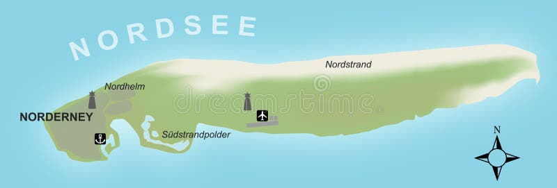 Stylized Map of the German Island of Norderney Stock Vector ...