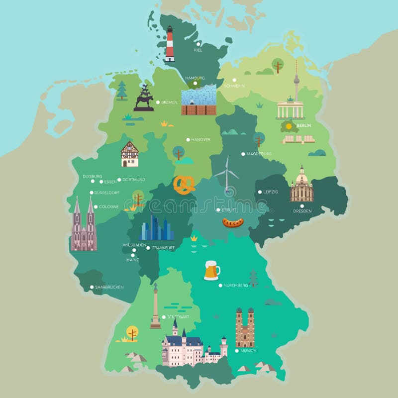 Stylized map of Germany stock vector. Illustration of europe - 323980483